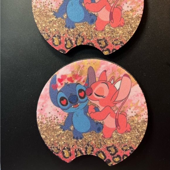 Hand Crafted | Dining | Stitch And Angel Pink And Blue Car Cup Holder ...